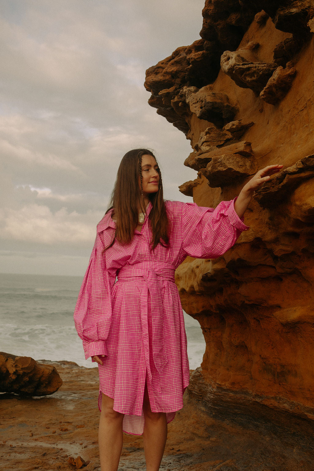 Boxy Shirt Dress - Hot Pink Check – Confettibird AS